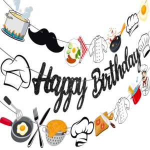 Chef Birthday Party Decoration Cook Party Decoration Cooking Happy Birthday Banner 3pcs Cook Kitchenware Theme Banners for Cooker Masterchef Birthday Party Baby Shower Supplies