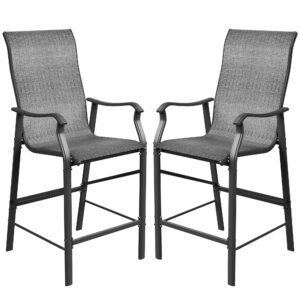 vonzoy outdoor bar stools set of 2, comfortable bar height outdoor chairs, patio bar stools w/all-weather mesh, 300lb capacity (grey)