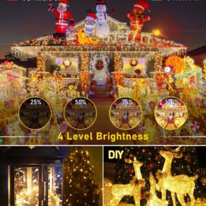 KNONEW 532FT Outdoor Christmas Fairy Lights Plug in,1600 LED String Lights Outdoor Waterproof 8 Modes Memory Times for Wedding Bedroom Walls Garden Trees Decoration(Warm White)