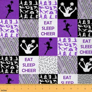 feelyou cheer fabric by the yard kids for boys girls gymnastics upholstery fabric for chairs 1 yard cheer sports waterproof outdoor fabric decor purple reupholstery fabric decor