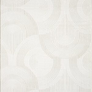 Abani Neutral Cream Area Rug 5' x 8' for Living Room, Bedroom - Zen Reiki Semi-Circle Pattern - Durable & Easy to Clean