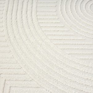 Abani Neutral Cream Area Rug 5' x 8' for Living Room, Bedroom - Zen Reiki Semi-Circle Pattern - Durable & Easy to Clean