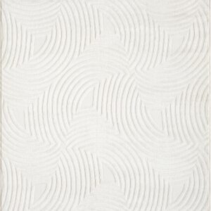 Abani Neutral Cream Area Rug 8' x 10' for Living Room, Bedroom - Half-Moon Design - Durable & Easy to Clean