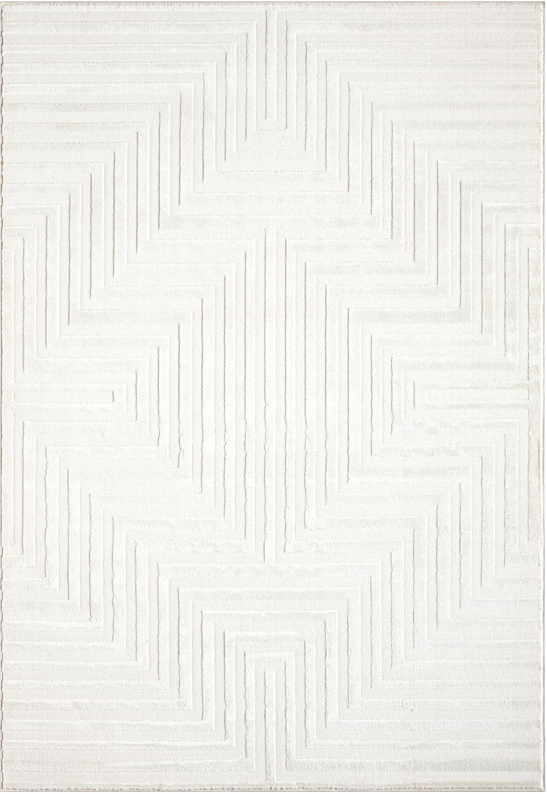 Abani Neutral Cream Area Rug 5' x 8' for Living Room, Bedroom - Tone-on-Tone Geometric Design - Durable & Easy to Clean