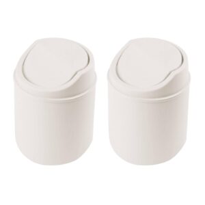 generic wastebasket trash can - desktop mini plastic waste garbage can with swing lid, stylish countertop trash bin table waste paper basket round small trash can for office bathroom bedroom (2pcs)