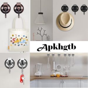 Apkhgtb Suction Shower Hooks 2 Packs Multi-Purpose Wreath Hanger Strong Suction Cup for Bathroom, Kitchen, Glass Door, Mirror, Tile – Loofah, Towel, Coat, Bath Robe Holder (Gun Grey)