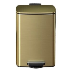 yujundzsw waste bin 20/30 liter brushed stainless steel trash can, square pedal recycle bin with lid and inner buckets, hands-free steel step garbage can for home office rub(gold,30l)