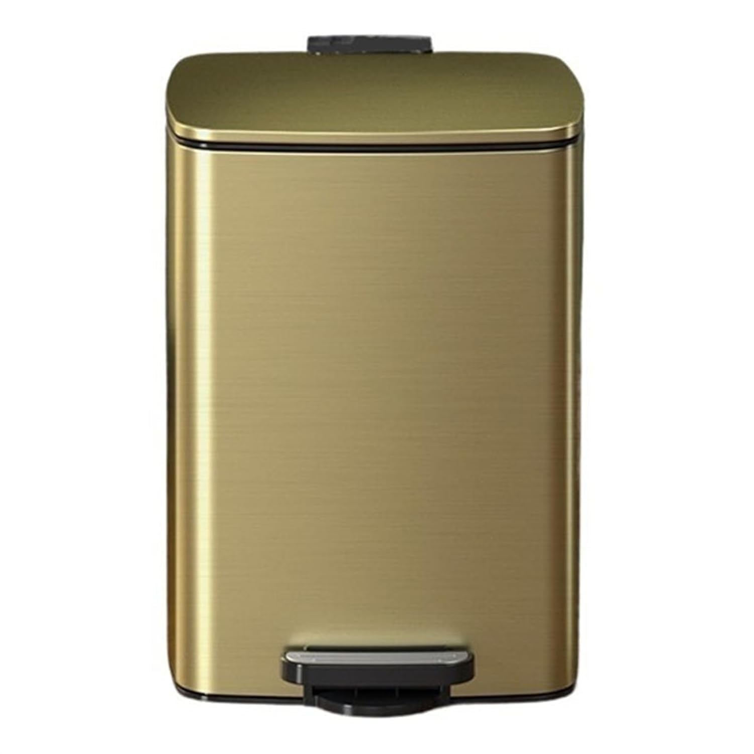 YUJUNDZSW Waste Bin 20/30 Liter Brushed Stainless Steel Trash Can, Square Pedal Recycle Bin with Lid and Inner Buckets, Hands-Free Steel Step Garbage Can for Home Office Rub(Gold,30L)