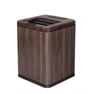 hezhuhe2258 garbage can intelligent sensor trash can high-grade electric rechargeable wood grain with lid living room bedroom kitchen household trash can(ebony,10l)