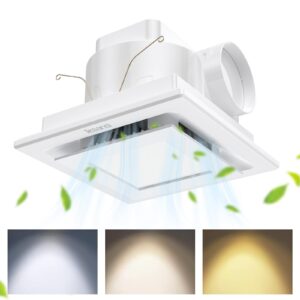 tesansi bathroom exhaust fan with light, 12w bathroom fan with led light combo - 100 cfm & 1.0 sones, 3000k/4000k/5000k adjustable - low noise ventilation fan for home/bath/office/hotel