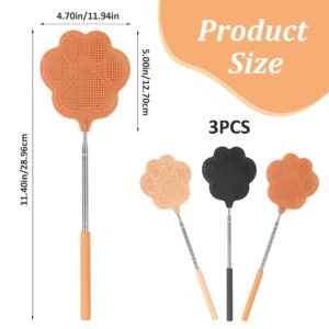 Extendable Fly Swatter Fly Swatter Manual Paw-Shaped Flyswatter,3Pcs Heavy Duty Fine Mesh PP Stainless Steel Fly Swatter for Indoors - 11.4-29.5