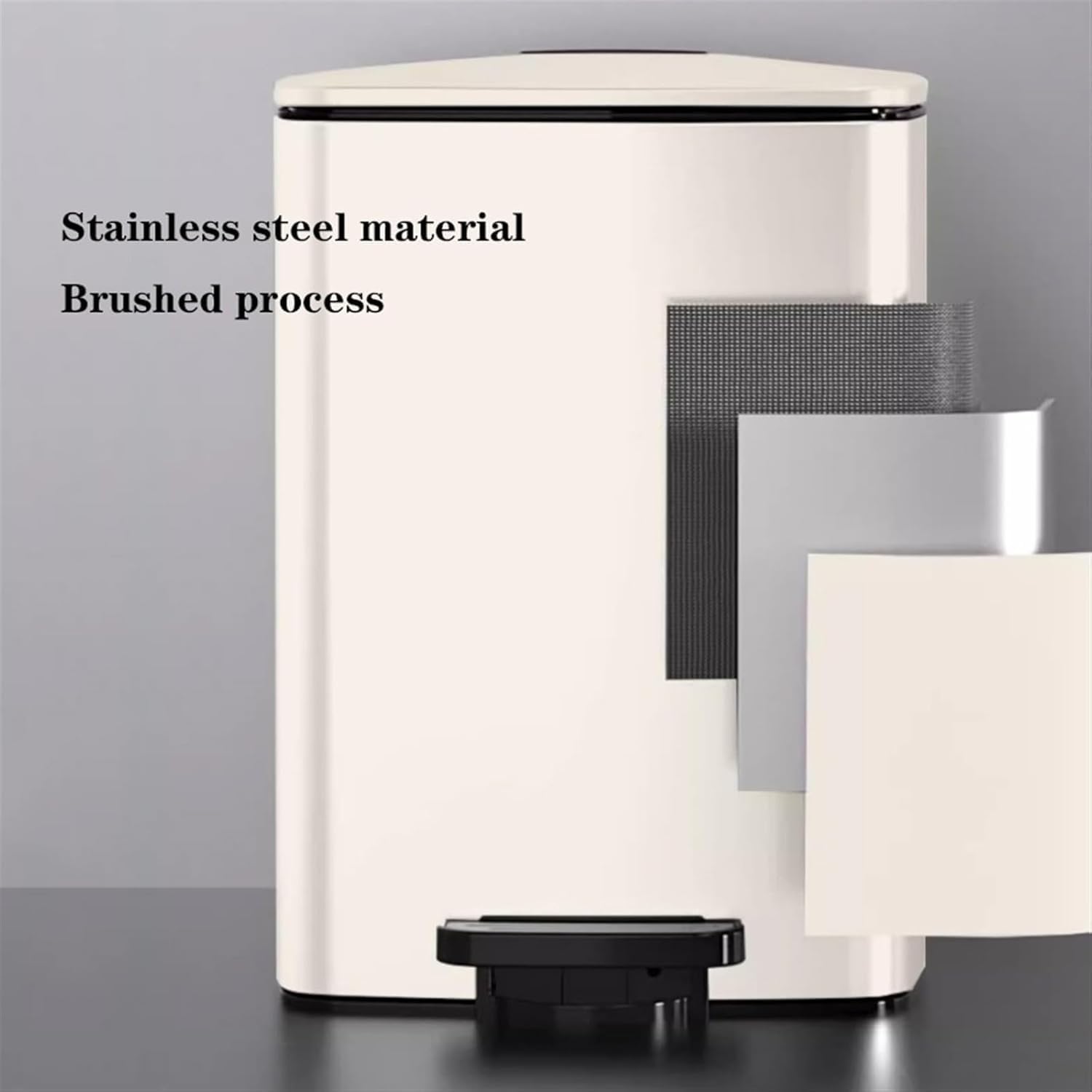 YUJUNDZSW Waste Bin 20/30 Liter Brushed Stainless Steel Trash Can, Square Pedal Recycle Bin with Lid and Inner Buckets, Hands-Free Steel Step Garbage Can for Home Office Rub(Gold,30L)