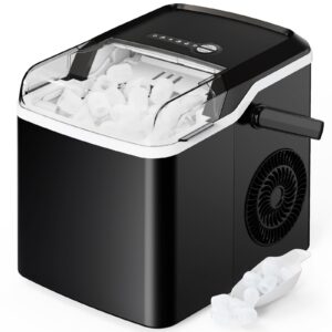 silonn countertop ice maker - 9 cubes ready in 6 mins, 26lbs in 24hrs, portable ice machine with self-cleaning, 2 sizes of bullet ice for home/kitchen/party/rv, black