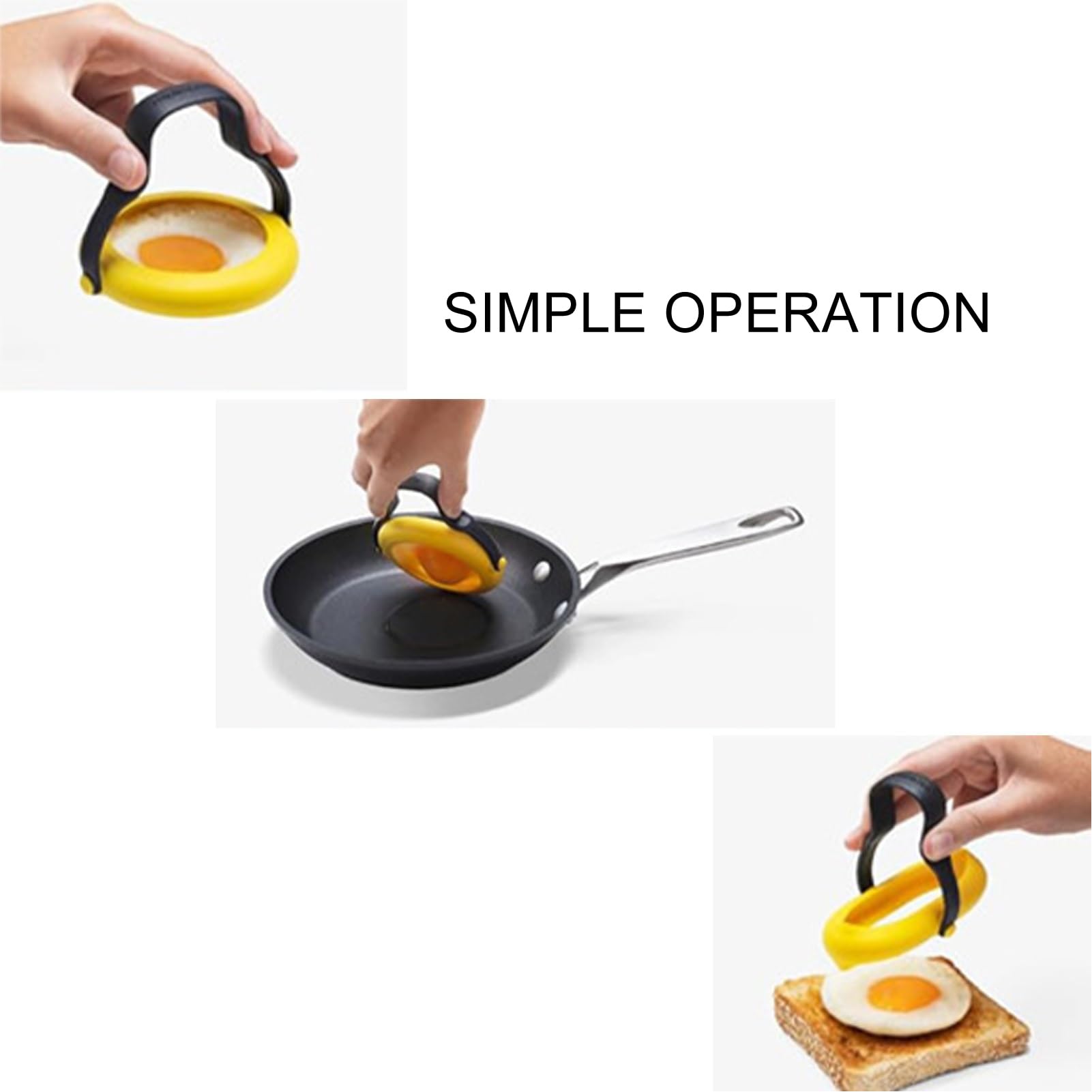 Silicone Egg Stick Proof Round with Handle for Pancake Omelet Hash Browns Cookware