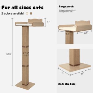 Cat Window Perch with Scratching Post, Cat Hammock for Window with 2 Suction Cups, Sisal Tall Cat Scratching Post with Large Perch, Cat Window Bed with Fuffy Cushion, Jute