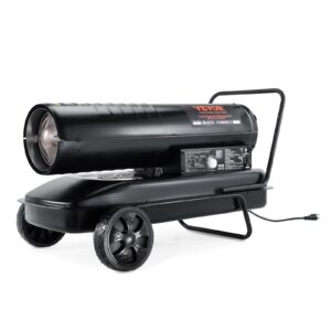 vevor diesel torpedo heater, 215000 btu, portable with thermostat control, 13.2 gallon tank, efficient for indoor and outdoor spaces, workshops, and industrial environments