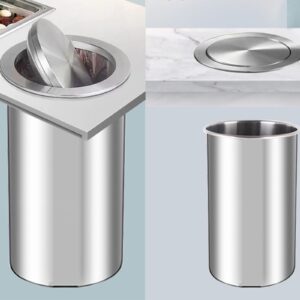 Built-in Countertop Trash Bin Lid Recessed Countertop Trash Can Lid Metal Round Drop in Trash Chute Cover Stainless Steel Trash Grommet Waste Basket Garbage Can Swing Trash Bin Lid (Black)