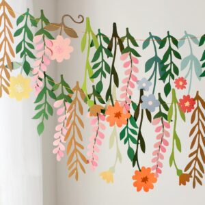 colorful wild flower garland floral banner garden party decorations,double-sided leaf floral garland hanging flowers for decoration,wildflower party decorations for birthday wedding baby shower