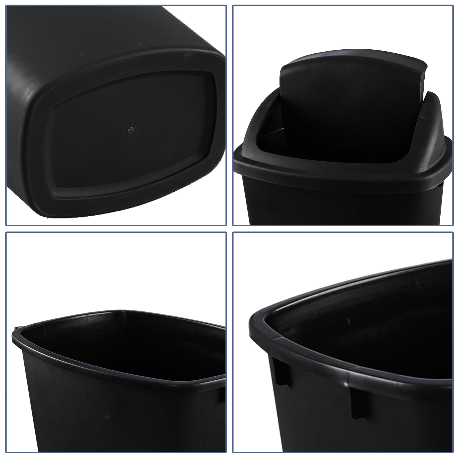 EudokkyNA Set of 4 Large Trash Cans with Lids, 13 Gallon Black Swing Top Garbage Can