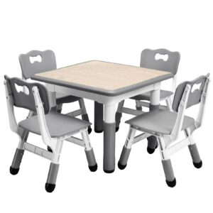 garveehome kids table and chairs set, height adjustable desk for ages 2-10,arts & crafts table,graffiti desktop, non-slip legs, max 300lbs, children multi-activity table for classrooms,daycares,home