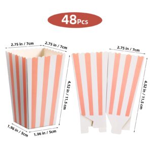 48 Pcs Pink Popcorn Boxes: Striped Paper Popcorn Bags Popcor Boxes French Fry Cups Snack Holders for Birthday Party Favor Supplies