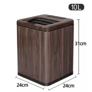 hezhuhe2258 Garbage Can Intelligent Sensor Trash Can High-grade Electric Rechargeable Wood Grain with Lid Living Room Bedroom Kitchen Household Trash Can(Ebony,10L)