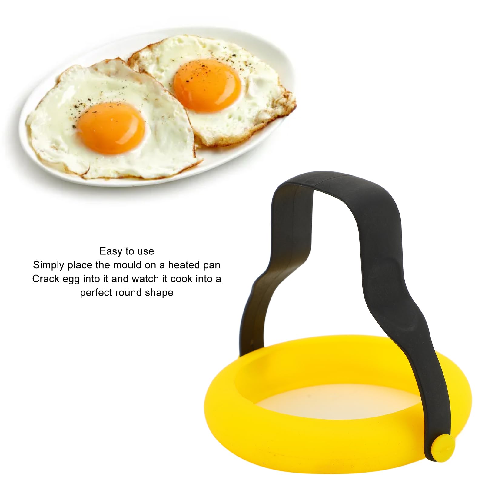 Silicone Egg Stick Proof Round with Handle for Pancake Omelet Hash Browns Cookware