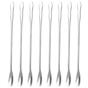 8 pcs stainless steel coffee stirring spoon stirrers mixing spoon drink stirrer long spoon reusable cocktail stir sticks stirring tea spoon 7.87 inch bar spoon for stirring coffee cold drink