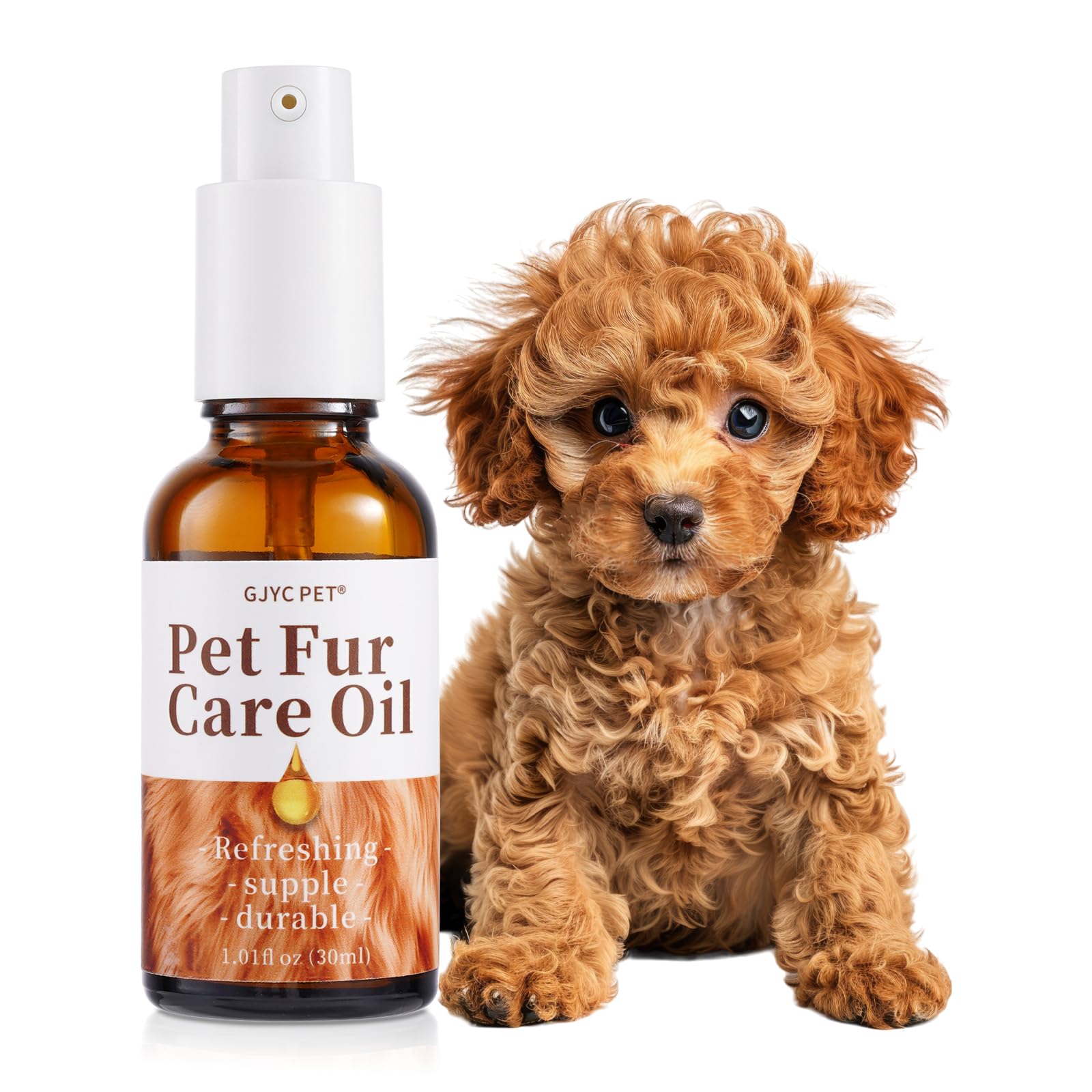 GJYC PET Pet Fur Care Oil - Detangles, Reduces Shedding - Adds Shine with Collagen & Natural Oils - Leave-in Conditioner for Dogs & Cats - 1.01 fl. oz