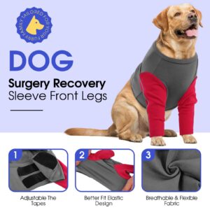 ASENKU Professional Recovery Suit for Dogs, Soft Breathable Front Legs Recovery Sleeve to Stop Licking, Female & Male Dog Leg & Elbow Protector for Wounds, Adjustable Dog Cone E-Collar Alternative