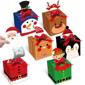 cholemy 12 pcs christmas money box for cash gift christmas money holder merry christmas money pull box snowman elves elk gingerbread penguin with bows cash box for christmas holiday birthday