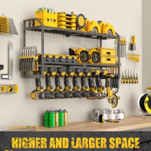 JOIRACK Power Tool Organizer Wall Mount,Drill Holders Wall Mount,Garage Tool Organizers,Power Tool Storage Rack,Powertool Organizer (3 Tiers 9 Drill Holder, 32 IN)