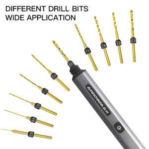 AM ARROWMAX Electric Mini Drill Pen, 5-Speed, 10 Small Drill Bits with Aluminium Box, LED Lights, OLED Display, Resin Drill Set For Jewelry Making, Plastic, Wood (SDS)