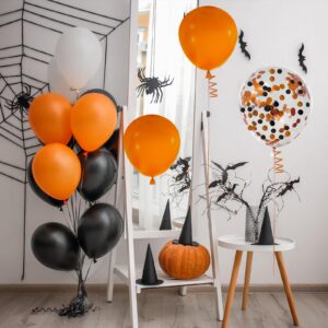 NACHLYNN 60 Packs Orange Confetti Graduation Latex Balloons 12 Inches Halloween Party Balloons for Halloween Birthday Celebration Party Decorations