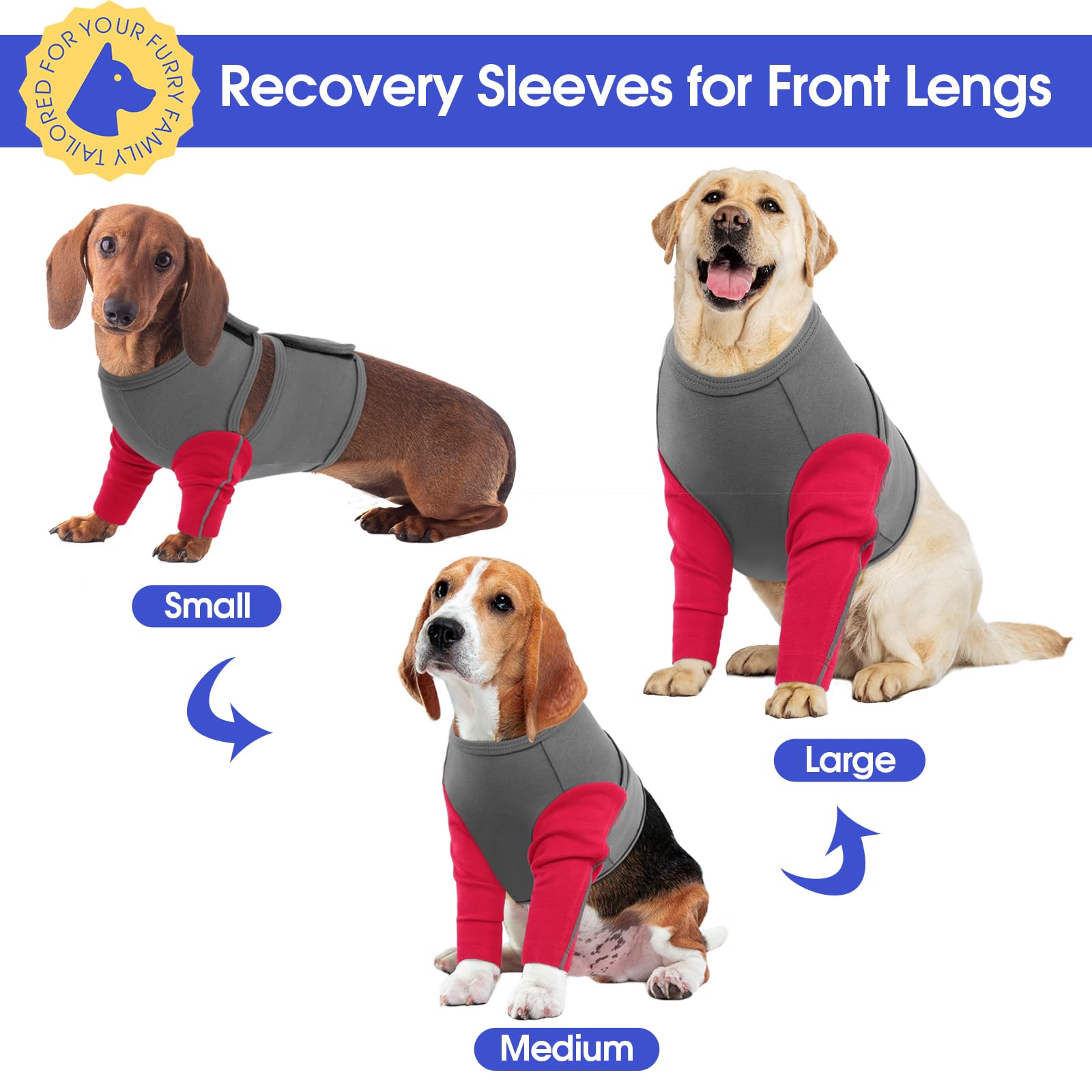 ASENKU Professional Recovery Suit for Dogs, Soft Breathable Front Legs Recovery Sleeve to Stop Licking, Female & Male Dog Leg & Elbow Protector for Wounds, Adjustable Dog Cone E-Collar Alternative