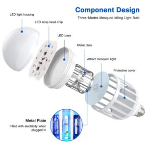 Bug Zapper Light Bulb, 2 in 1 Mosquitoes Killer Lamp Led Electronic Insect & Fly Killer, Porch Light for Entryway, Doorway, Corridor, Balcony and Patio (White)