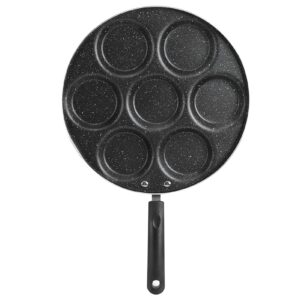 uplory egg frying pan, 7-grid multi egg cooking pan with anti scald handle for home hotel restaurant kitchen,black