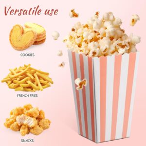 48 Pcs Pink Popcorn Boxes: Striped Paper Popcorn Bags Popcor Boxes French Fry Cups Snack Holders for Birthday Party Favor Supplies