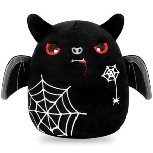 halloween stuffed animal plush toy - 7.8 inch spider web black bat plush pillow soft, cute stuff animals plushies toys gift for kids girls boys, halloween party decorations, birthday christmas