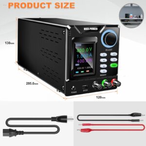 NICE-POWER DC Power Supply Variable, 0-400V 0-1A High Voltage Bench Power Supply with Memory Storage and Encoder Knob, Adjustable Regulated DC Power Supply with Output Switch, Lock Button,PC Software