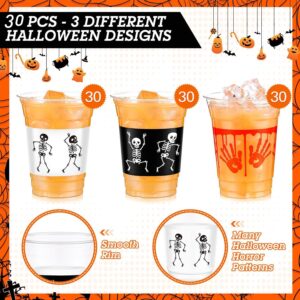 Sliner Halloween Party Plastic Cups 12 oz Halloween Disposable Cups Blood Splattered Skeleton Printed Design Halloween Cups for Halloween Party Favors Soda Juice Drinking Punch Party (30 Pcs)