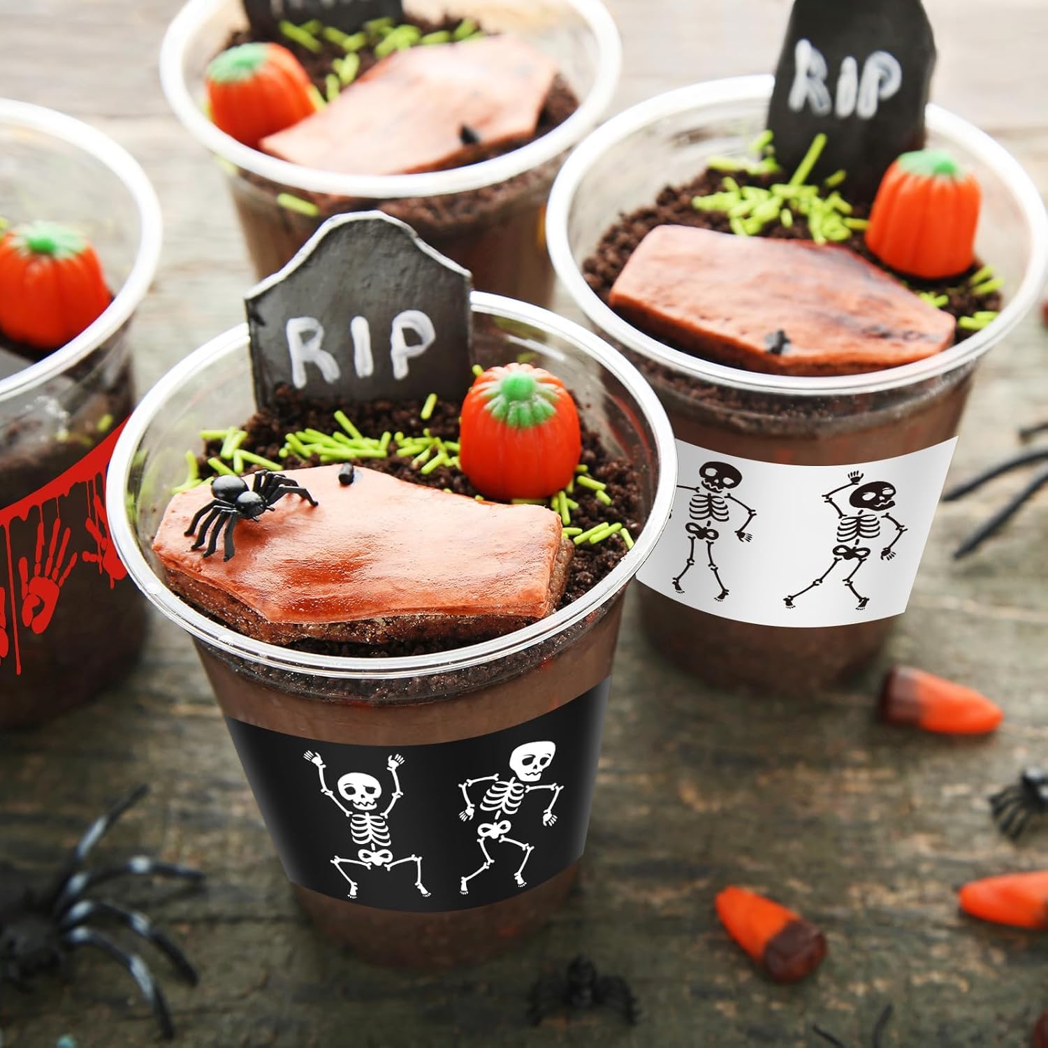 Sliner Halloween Party Plastic Cups 12 oz Halloween Disposable Cups Blood Splattered Skeleton Printed Design Halloween Cups for Halloween Party Favors Soda Juice Drinking Punch Party (30 Pcs)