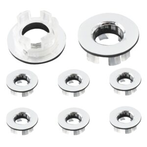 adyoney 8pcs silver sink overflow ring, sink round hole trim overflow hole insert in round trim cap for 23-25mm/0.91-0.98inch hole diameter replacement for sink, bathroom, kitchen