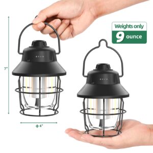 JINIU Rechargeable LED Camping Lantern, Mini Retro Camping Lights, 1000LM, Portable Waterproof 3 Light Modes (2700-6500K) Stepless Dimming Brightness, Hanging Tent Light for Camping, Power Outages