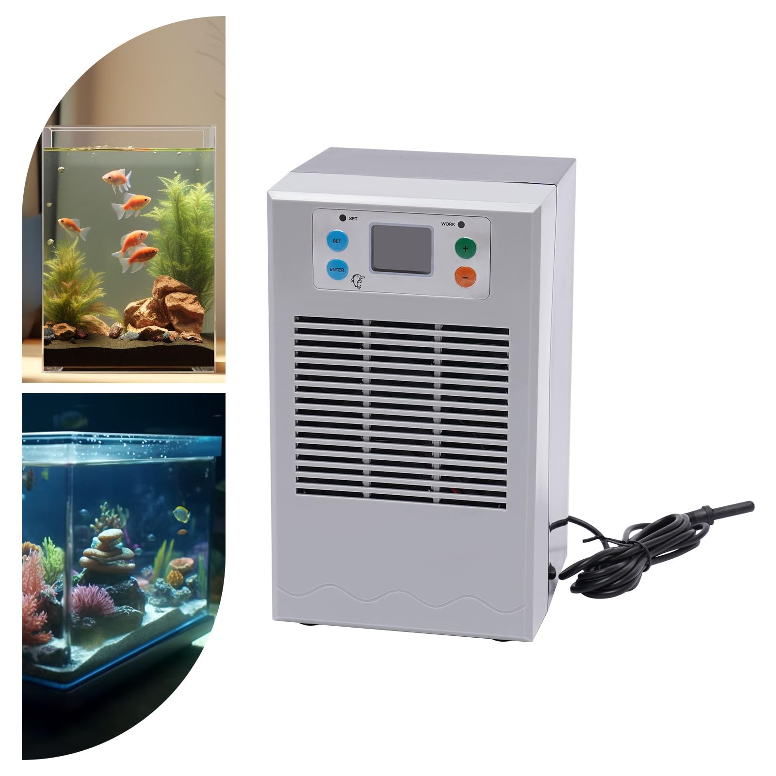 8Gal Aquarium Chiller Water Chiller Fish Tank Water Cooler, 100W, 3L/Min, Low Noise, Small Hydroponic Cooling System w/LED Digital Temperature Display