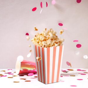 48 Pcs Pink Popcorn Boxes: Striped Paper Popcorn Bags Popcor Boxes French Fry Cups Snack Holders for Birthday Party Favor Supplies