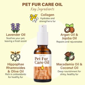 GJYC PET Pet Fur Care Oil - Detangles, Reduces Shedding - Adds Shine with Collagen & Natural Oils - Leave-in Conditioner for Dogs & Cats - 1.01 fl. oz