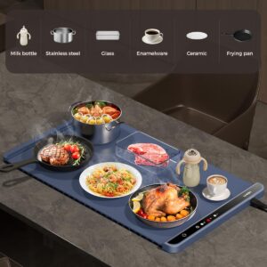 LNNIW Warming Mat for Food,Food Warming Mat,Electric Warming Tray for Buffets Party and Home Daily Use,Heating Fastly in 10s,Portable Design,Timed Function for Your Family.