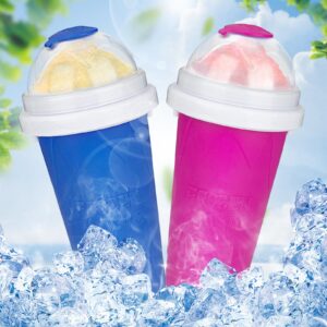 Slushy Maker Cup 2 Pack, DIY Magic Quick Frozen Slushie Cup, Cooling Cup, Slushy Cup, Cool Stuff, Double Layer Portable Smoothie Squeeze Cup for Juices, Milk and Ice Cream Make