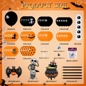 Lecheme Halloween Party Decorations 296 Pcs Halloween Decorations Set Horror Halloween Backdrop Tableware Halloween Balloon Arch Kit Fake Spider Web Halloween Party Supplies (Orange)